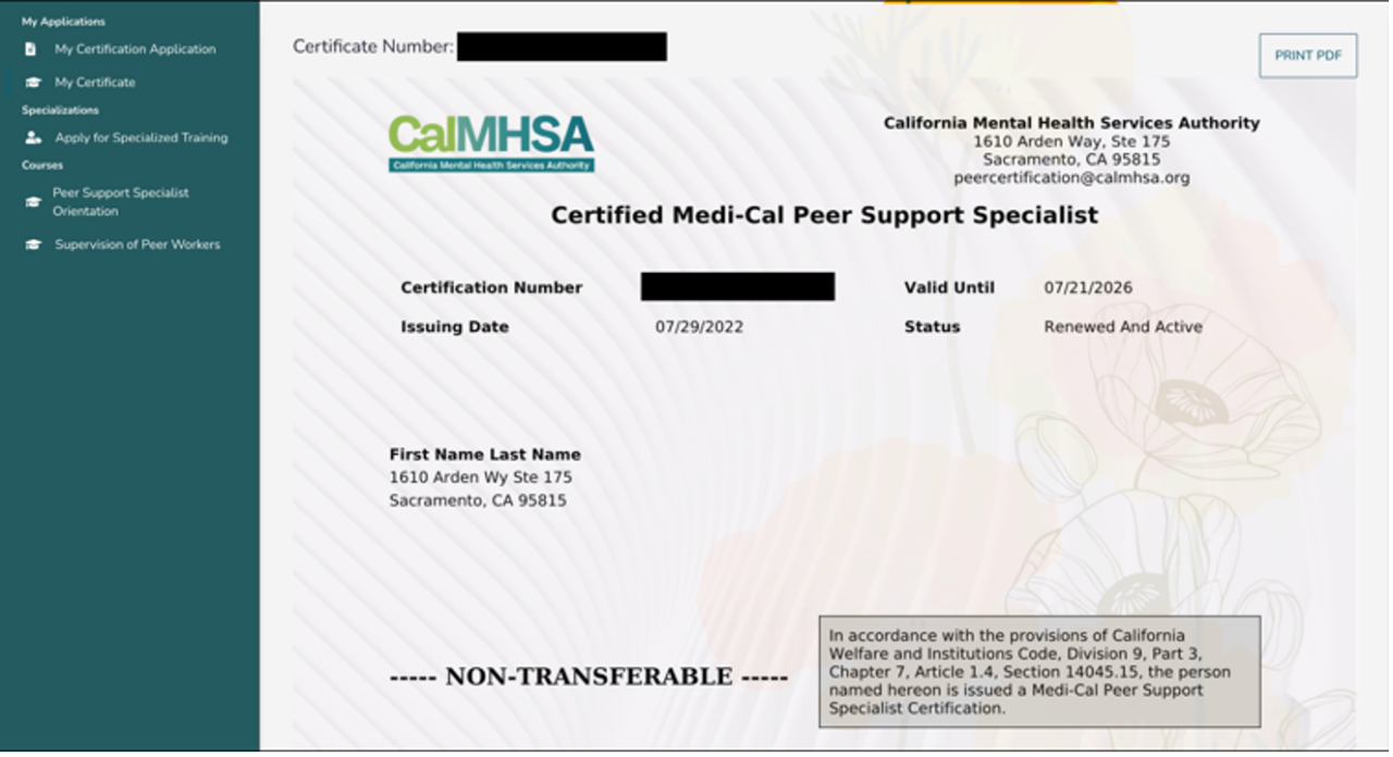 How To - Certification Renewal - California Peer Certification